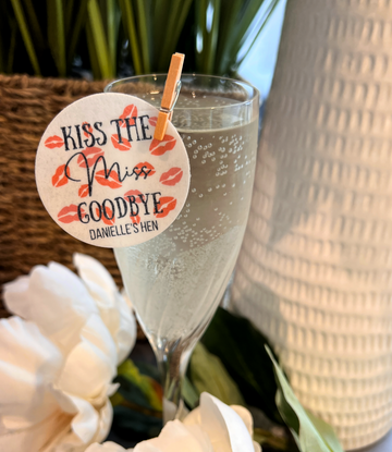 Personalised Hen Do Drink Toppers - Kiss The Miss Design – Regalo