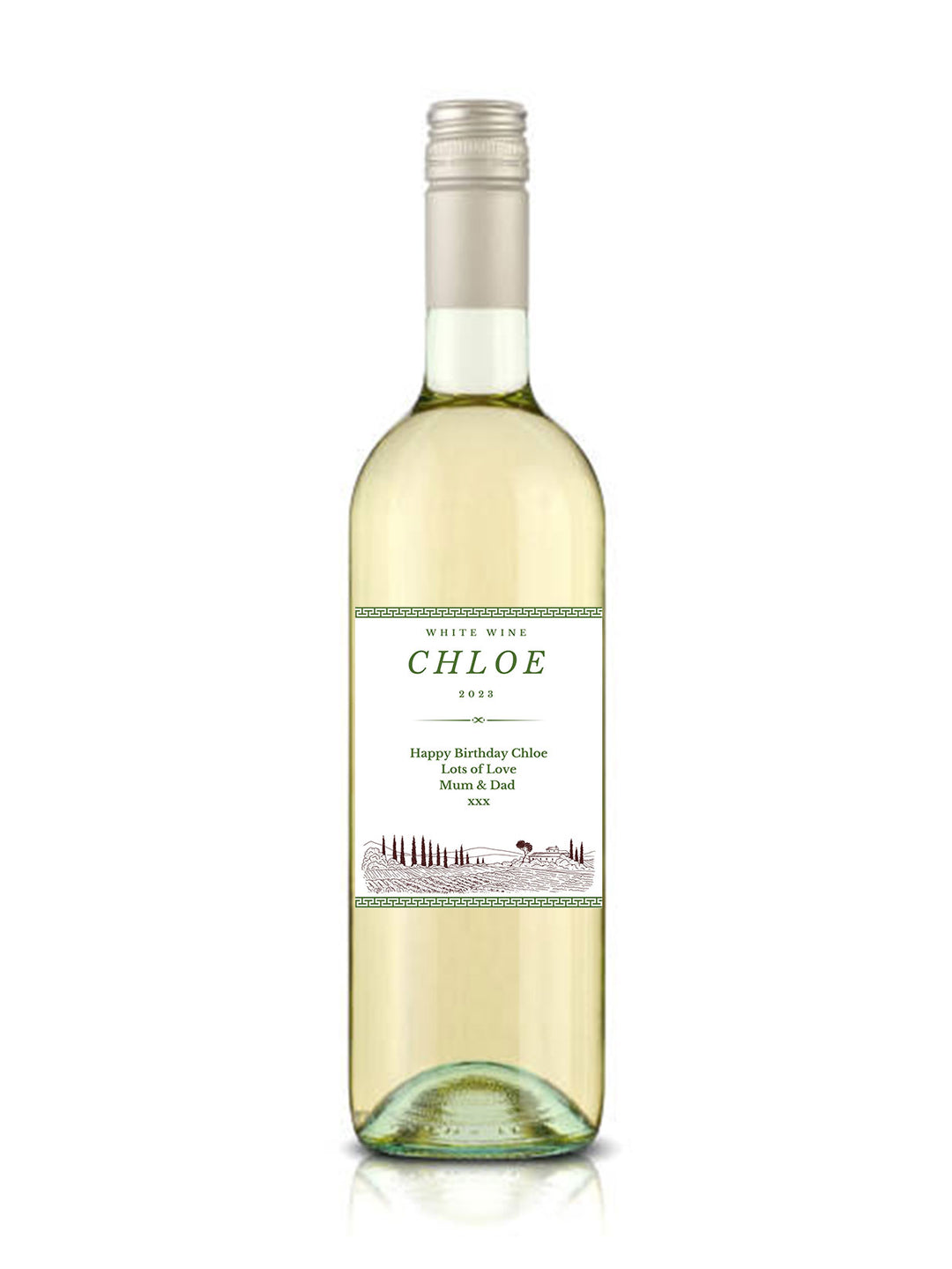 Personalised White Wine Vineyard Bottle Label – Regalo
